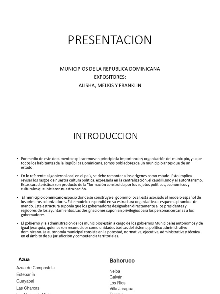 Estructura y Función de los Municipios RD | PDF | Gobierno local ...