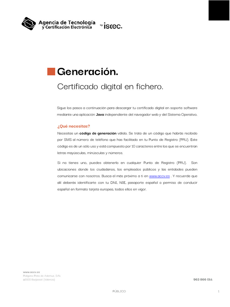 Genera Certificado Digital ACCV | PDF | Software de la aplicacion ...
