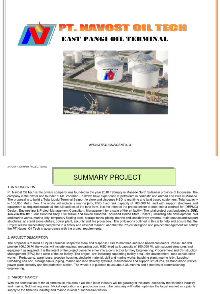 Navost Oil Tech Project Summary 2022 of Oil Terminal-1 | PDF