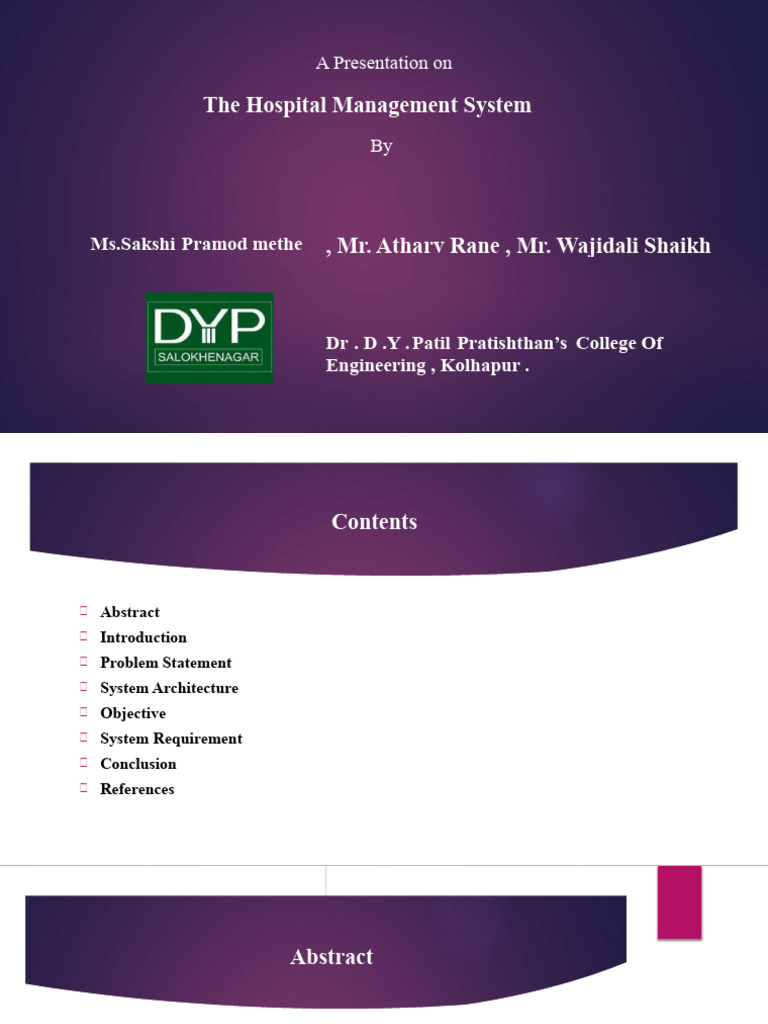 Hospital Management | PDF | Databases | User (Computing)