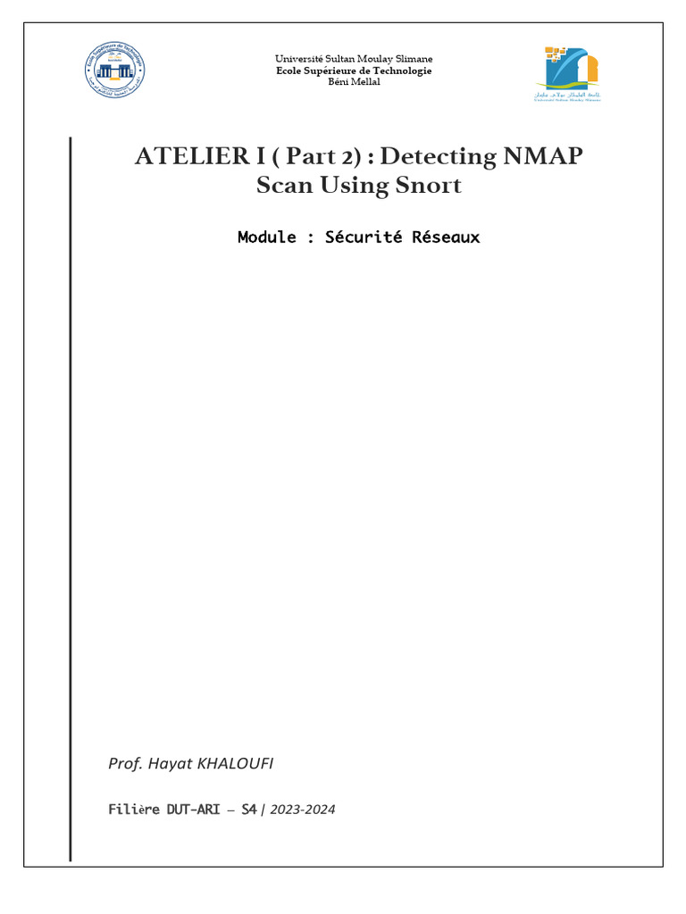 TP 1 (Part 2) NMAP Scan Using Snort | PDF | Transmission Control Protocol | Port (Computer ...