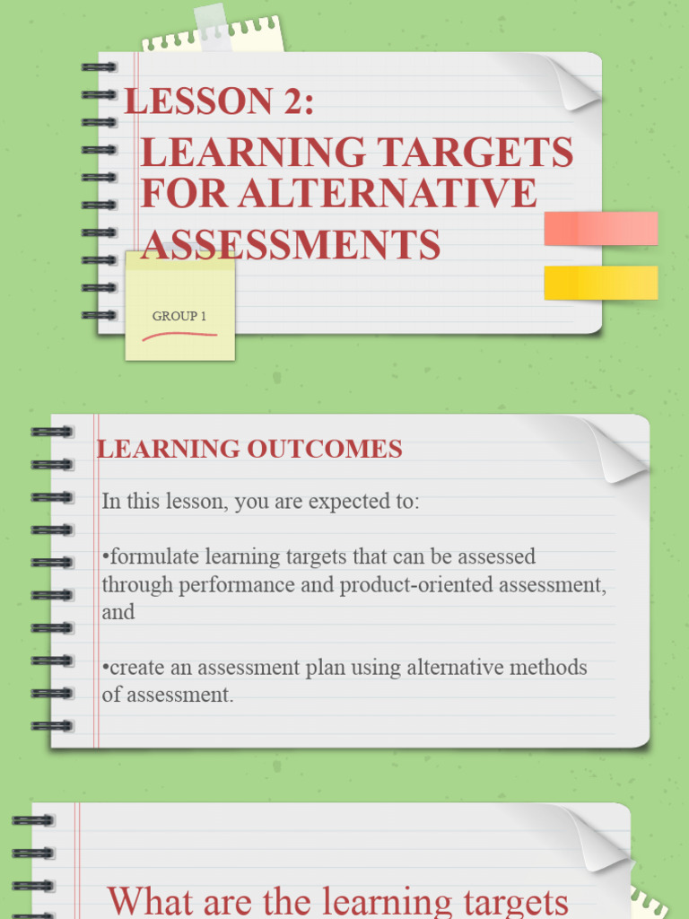Learning Targets for Alternative Assessments | PDF | Learning | Affect ...