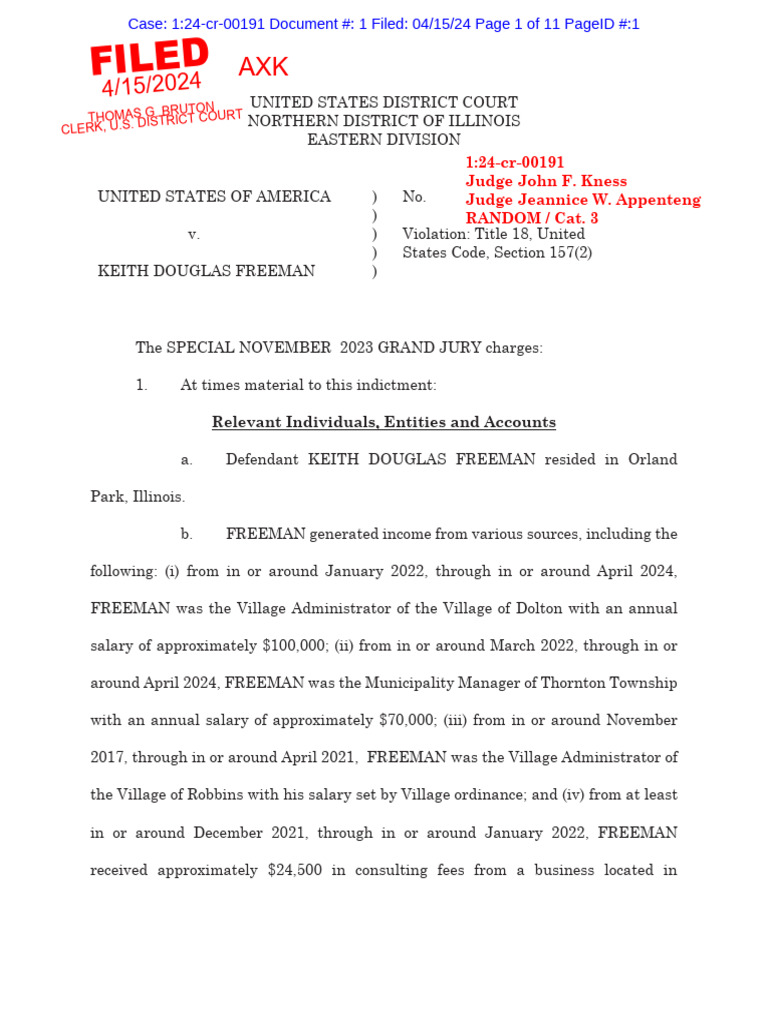 U.S. v. Keith Douglas Freeman Indictment | PDF | Bankruptcy ...