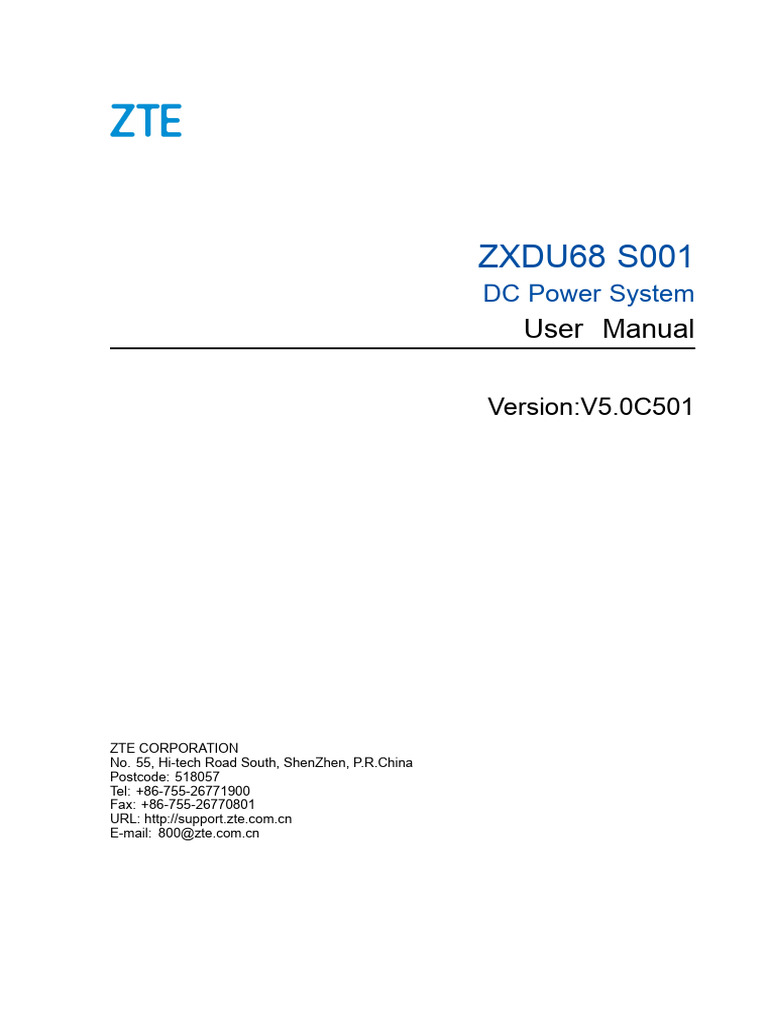 ZXDU68 S001 (V5.0C501) DC Power System User Manual | PDF | Rectifier ...