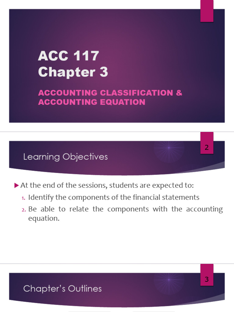 Topic 3 - Accounting Classification and Accounting Equation Latest ...
