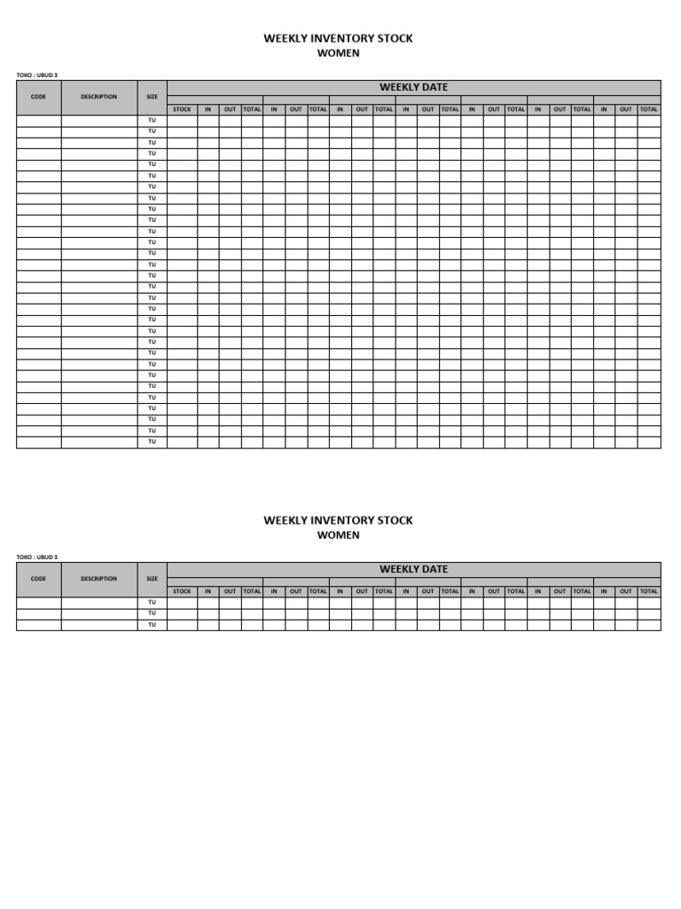 Weekly Inventory Report: Women’s Stock | PDF