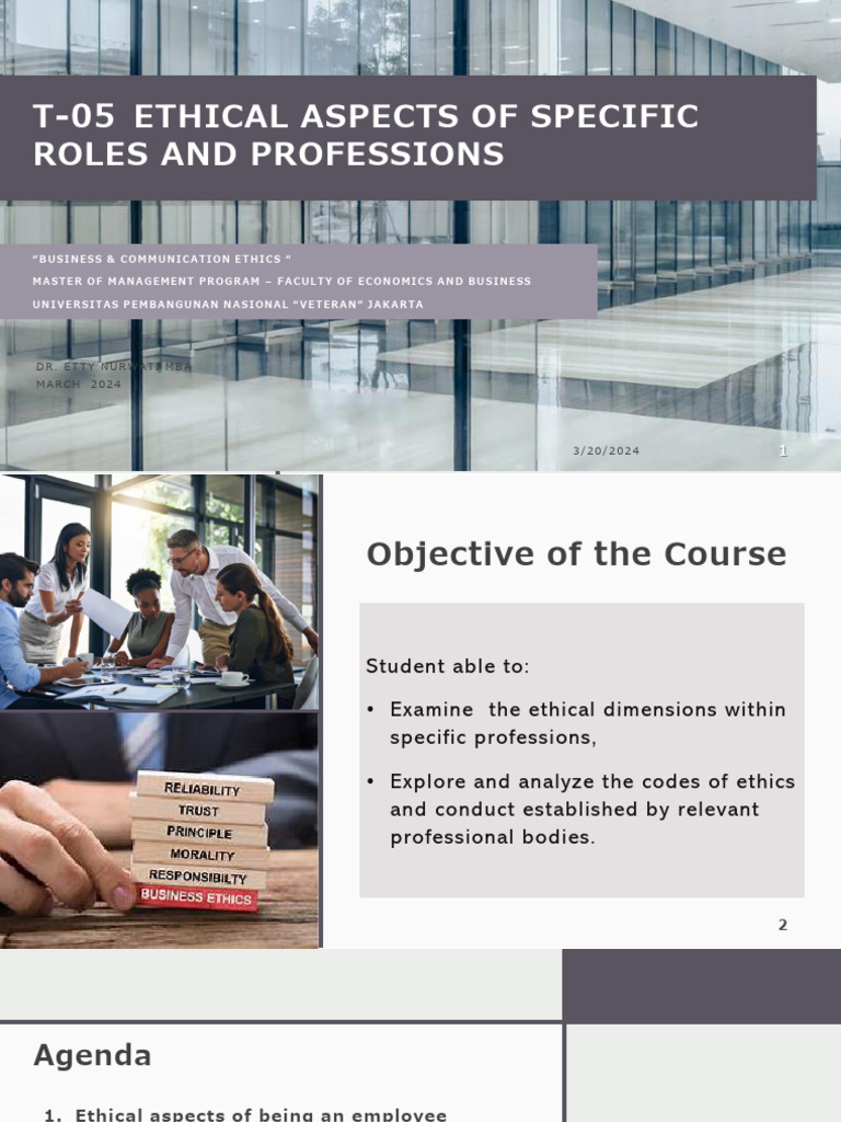 Ebk T-05 Ethical Aspect of Specific Roles and Profession 18032024 | PDF ...