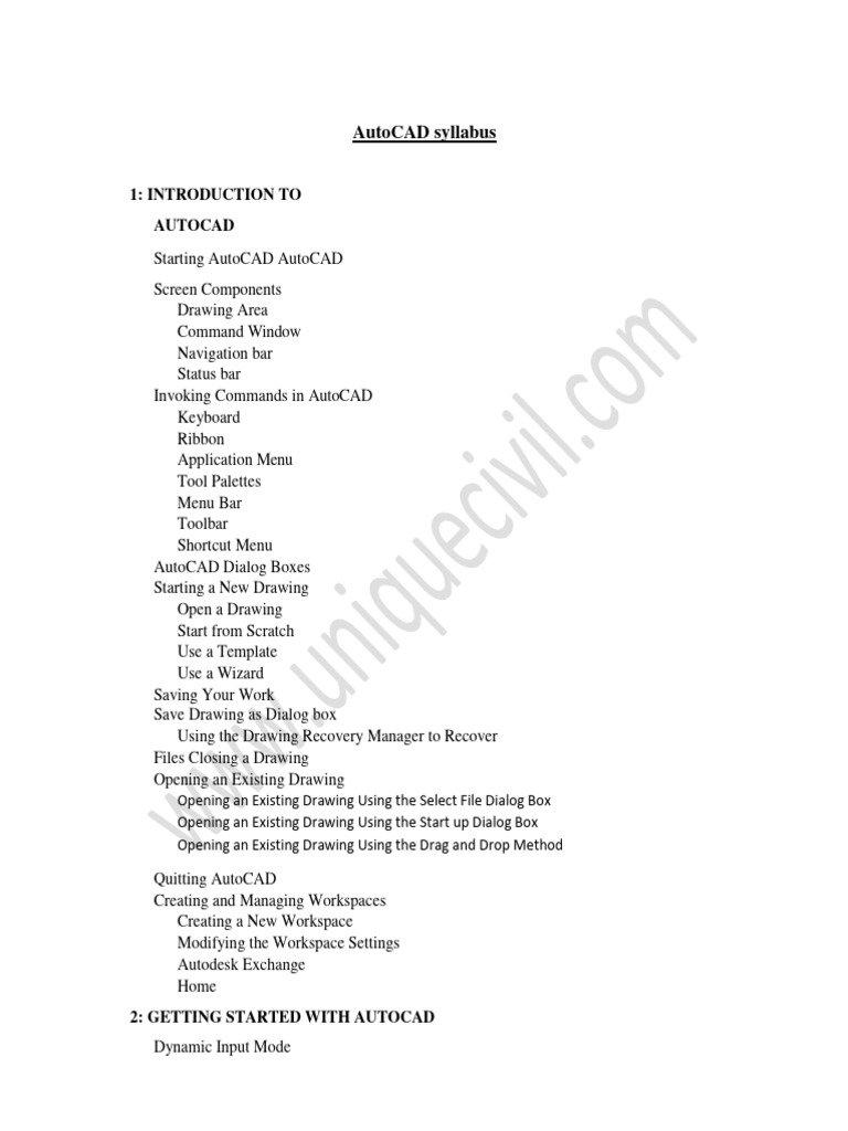 AutoCAD syllabus | PDF | 3 D Computer Graphics | Angle