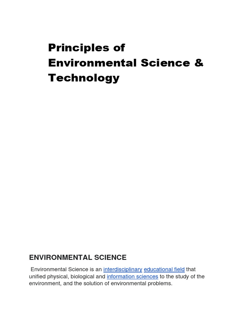 Principles of Environmental Science Technology - P1 | PDF ...