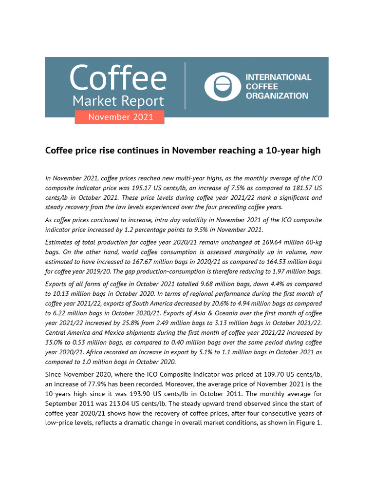 Coffee Price Rise Continues in November Reaching A 10-Year High - ICO ...