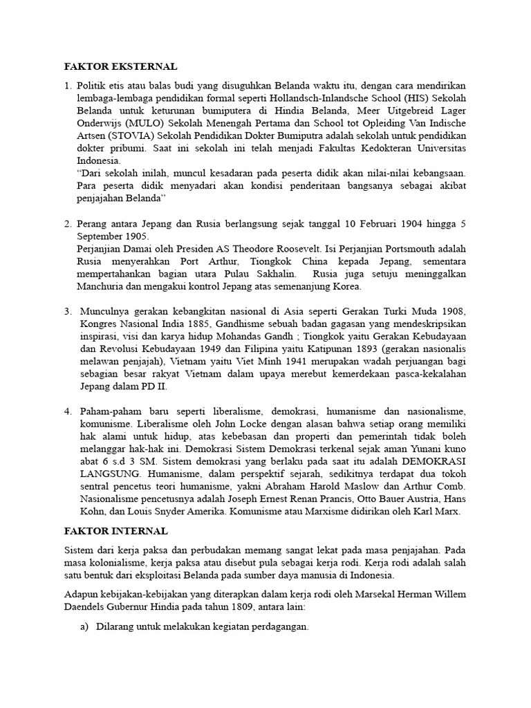 Faktor Eksternal Kebangkitan Nasional | PDF | Politik