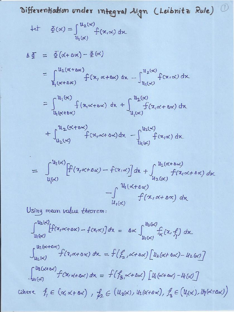 Differentiation Under Integral Sign | PDF
