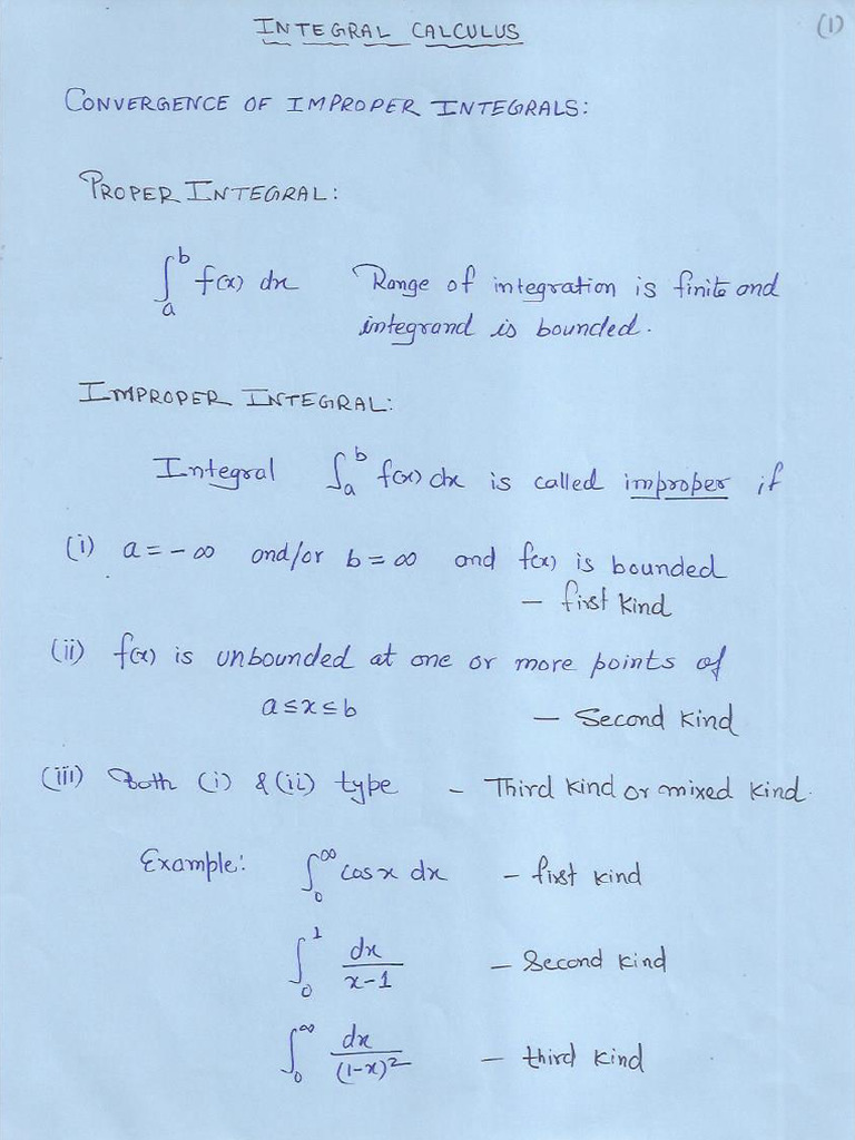 Convergence of Improper Integrals | PDF | Real Analysis | Complex Analysis