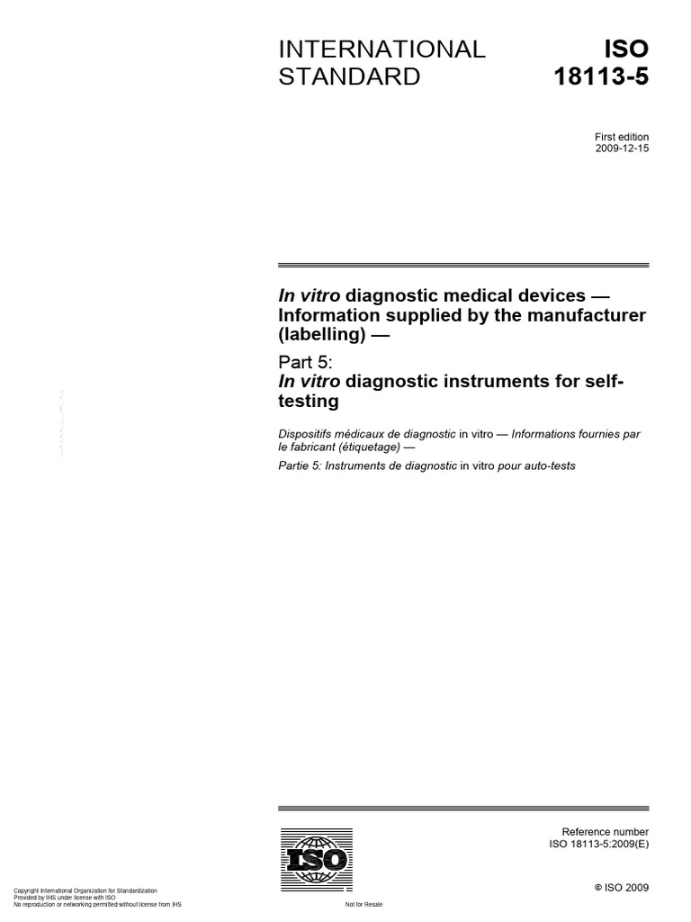 Iso 18113-5 2009 | PDF | Medical Device | International Organization ...