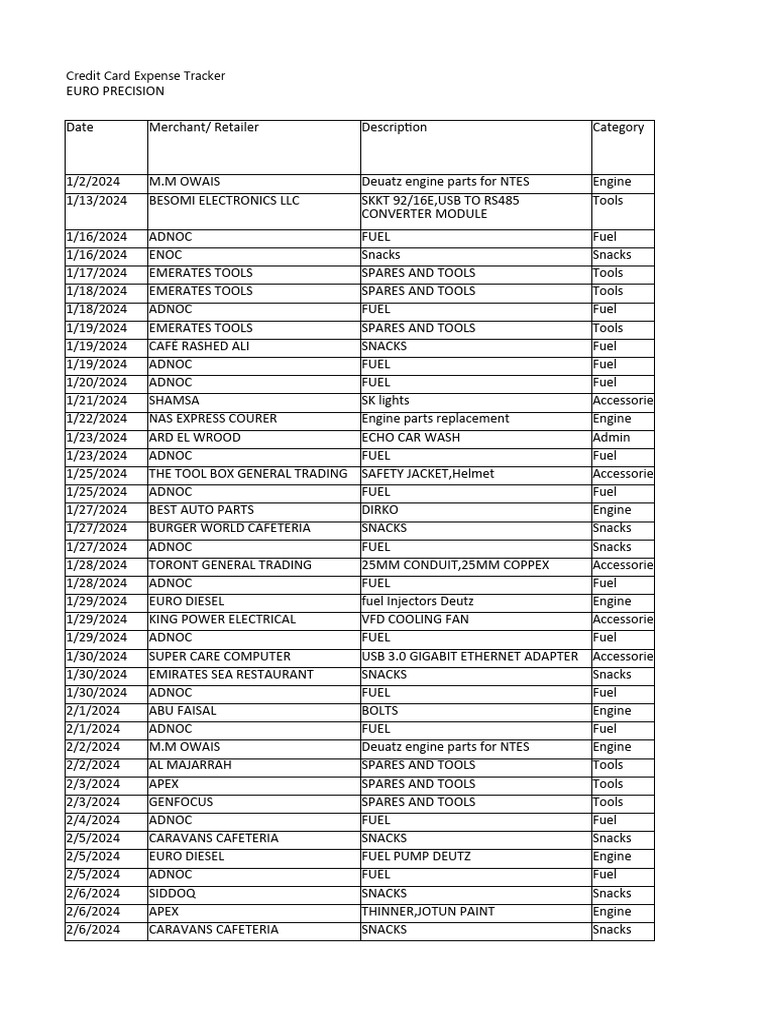 Credit Card Expense Tracker 2024 | PDF | Engines | Engineering