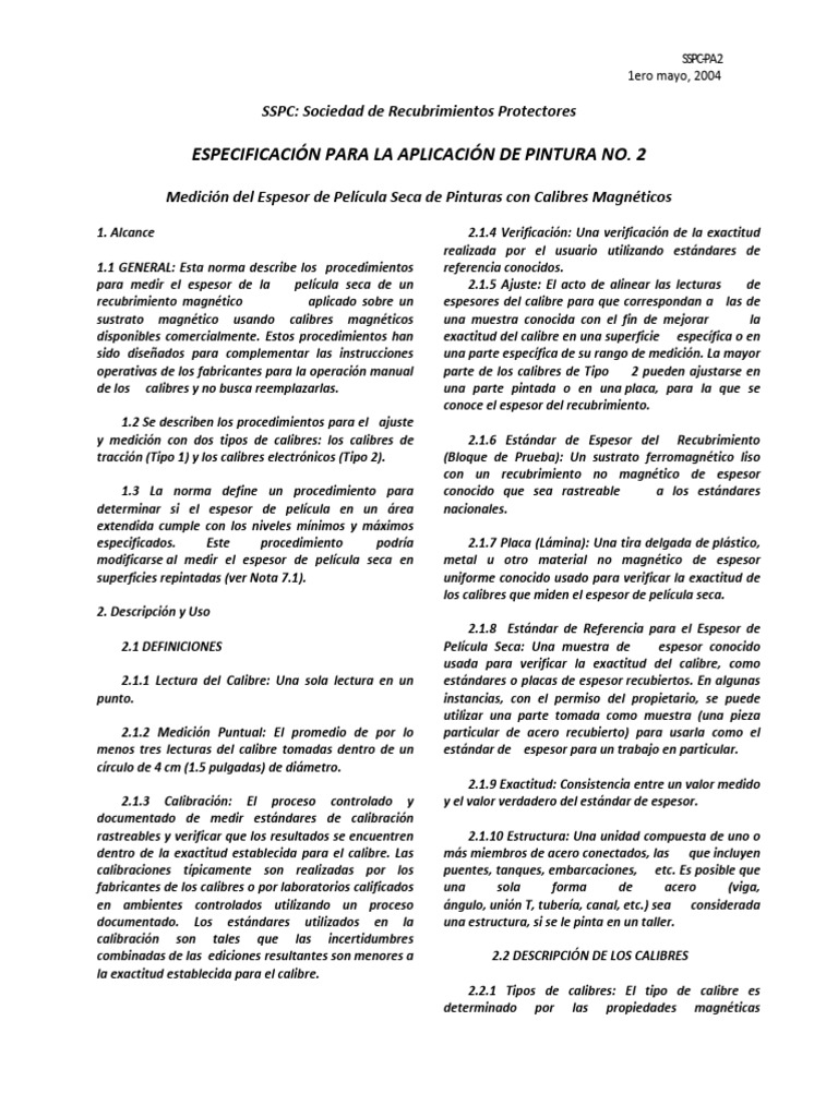 SSPC PA2-en Español | PDF | Calibración | Revestimiento