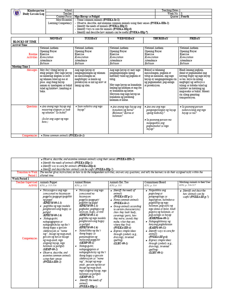 DLL-MELC-Q4-Week 1 | PDF