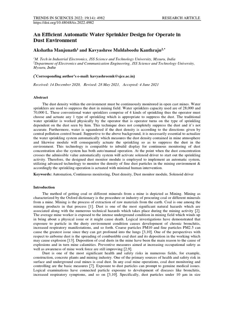An Efficient Automatic Water Sprinkler Design For | PDF ...