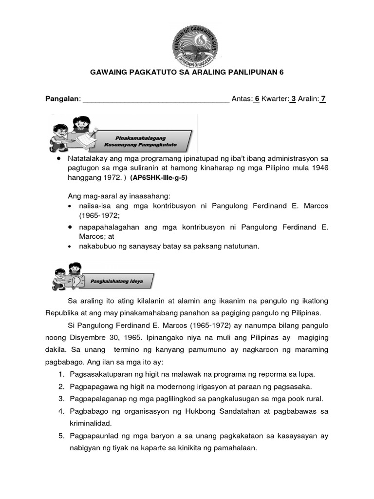 Grade 6 w7 q3 AP-Ana | PDF