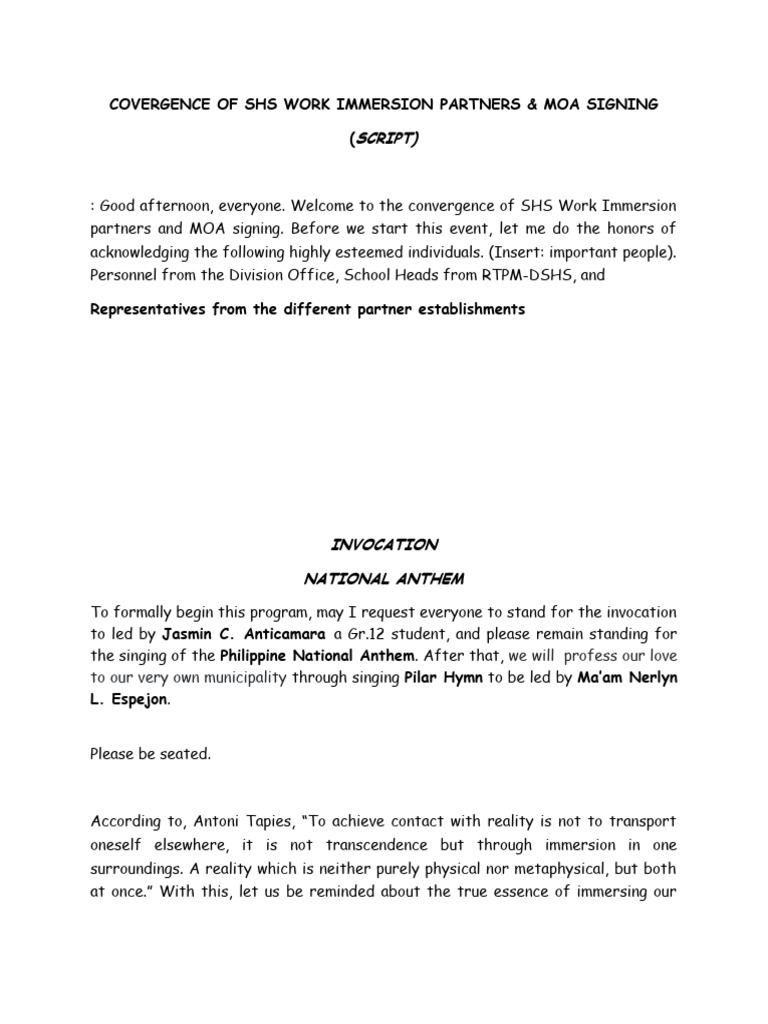 Moa Signing Dinaaalll Scipt | PDF