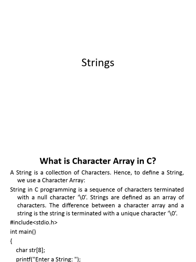 Character Array Strings | PDF | Pointer (Computer Programming ... Character Array Strings | PDF | Pointer (Computer Programming ...