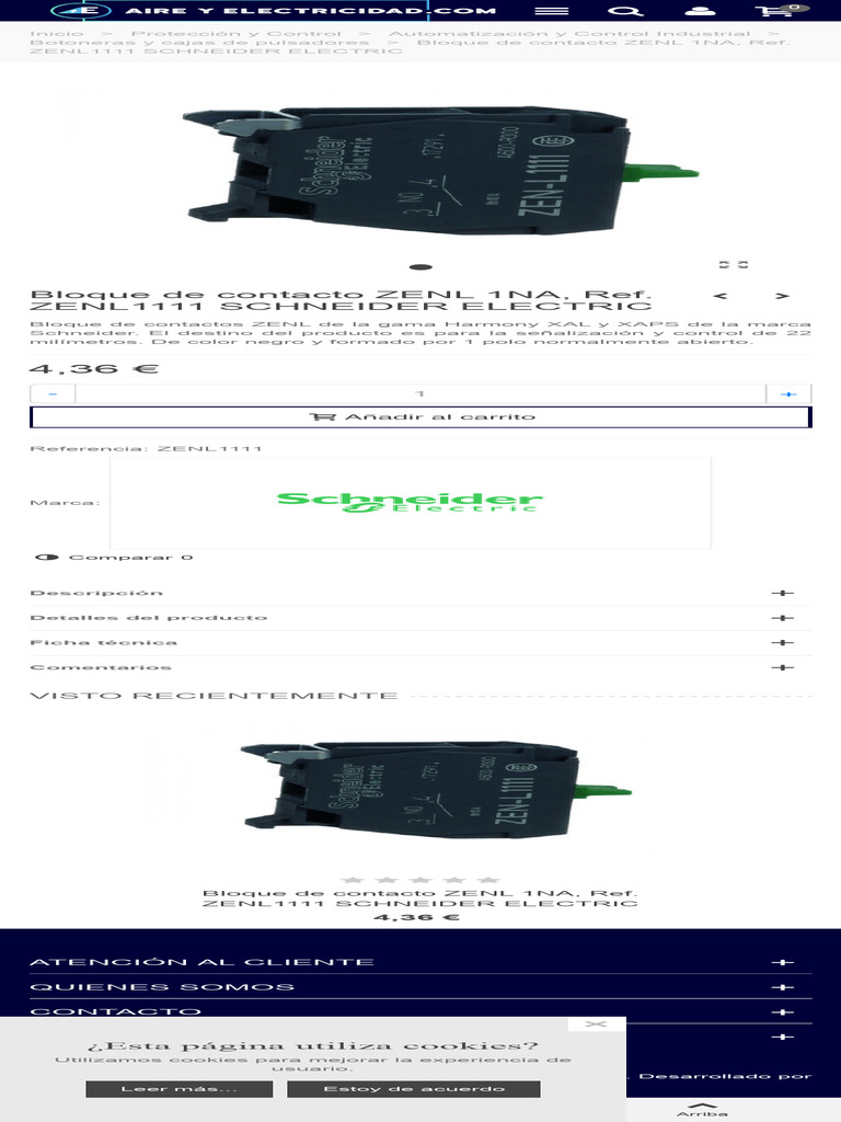 Comprar Bloque de Contacto ZENL 1NA, Ref. ZENL1111 SCHNEIDER ELECTRIC | PDF
