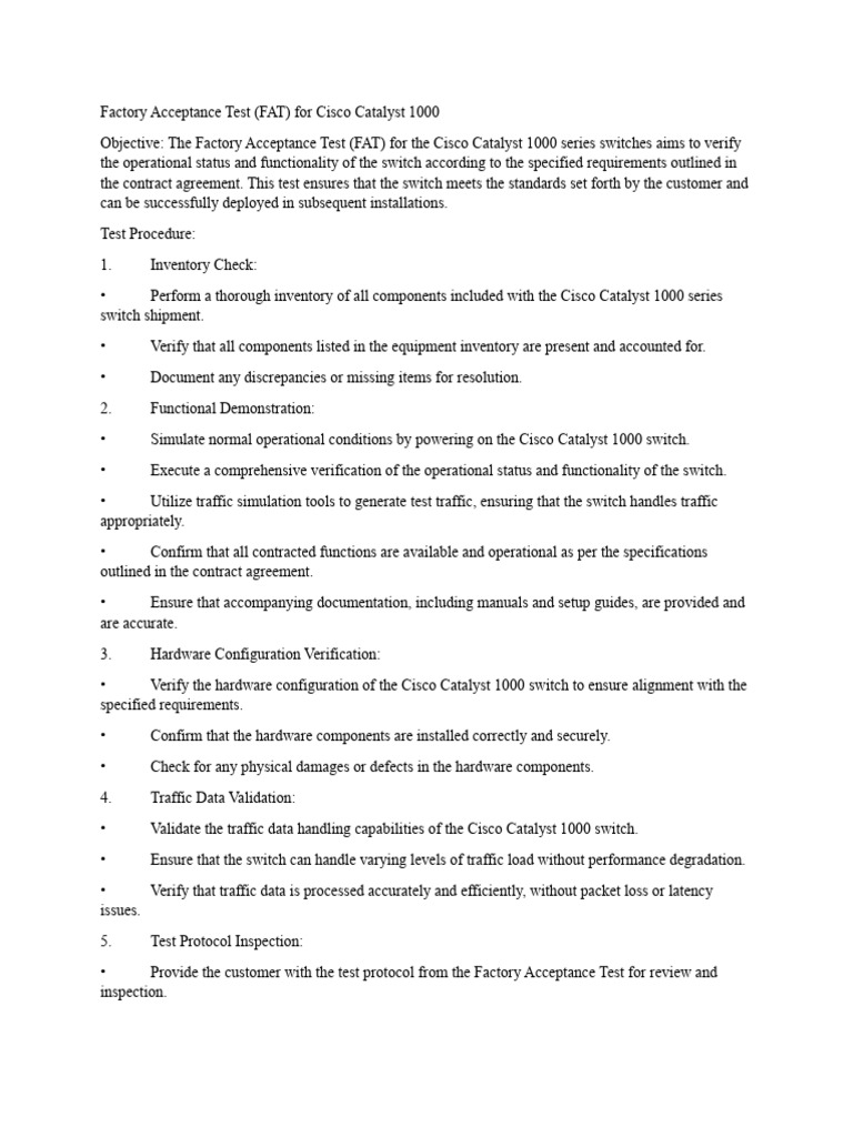 Factory Acceptance Test - CHAT GBT | PDF | Verification And Validation ...