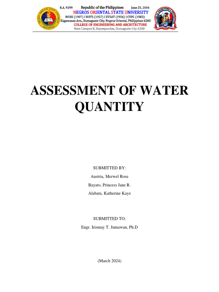 Water Quantity Assessment Overview | PDF | Water Resources | Water