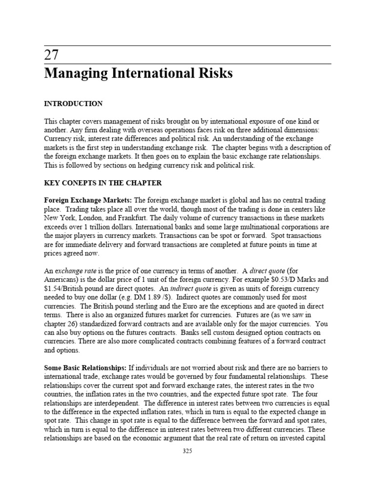 27 Managing International Risks | PDF | Exchange Rate | Foreign ...