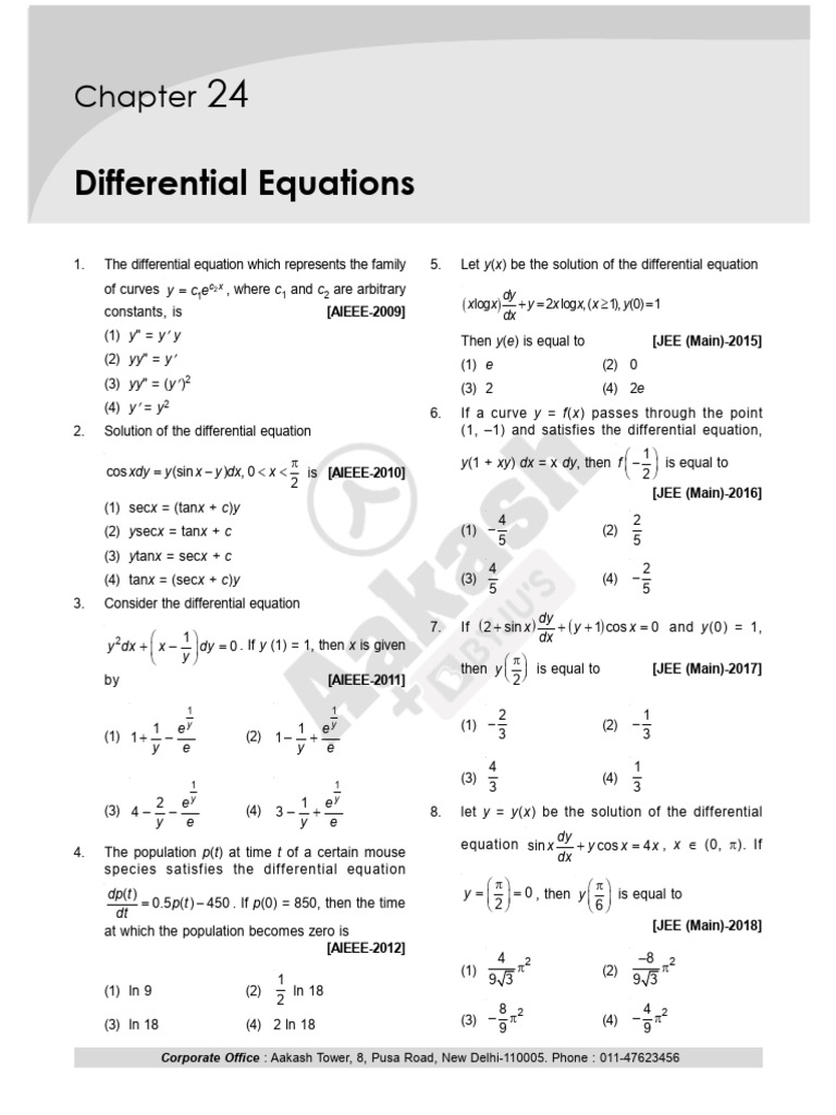 Differential Equations Solutions Archive | PDF | Equations | Tangent