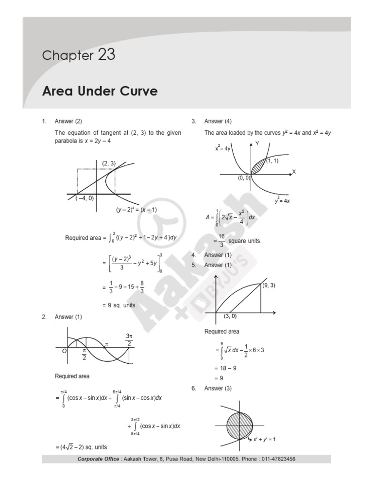 M Sol Ch-23 Area Under Curve | PDF | Euclidean Geometry | Elementary Mathematics