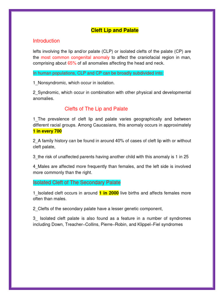 Cleft Lip and Palate | PDF | Mouth | Face