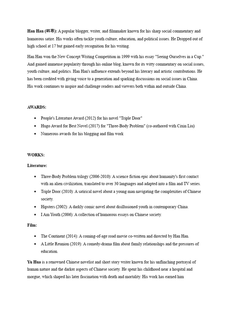 Han Han | PDF | Poetry | Chinese Literature