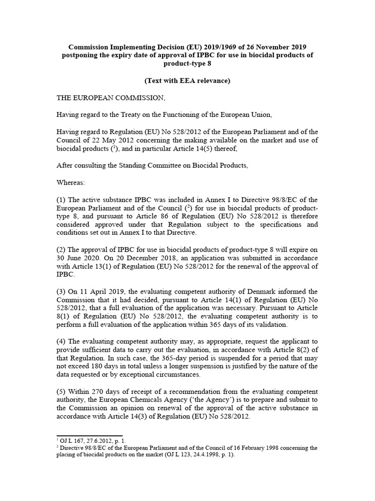 32019D1969 | PDF | European Union | European Commission