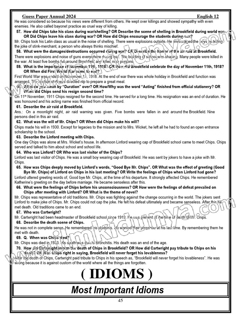 12th-class-guess-papers-2024-eng-idioms-translation-essays | PDF ...