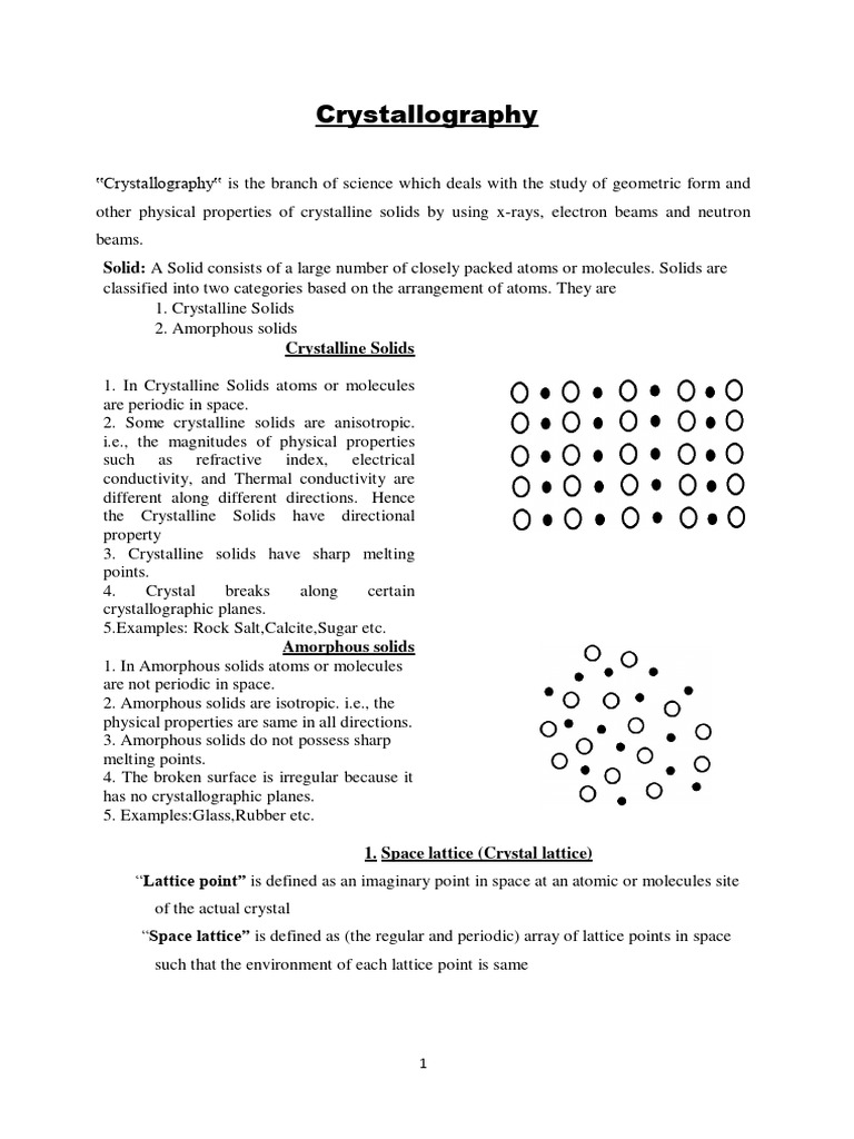 Crystal Structures - Unit I | PDF | Crystal Structure | Solid