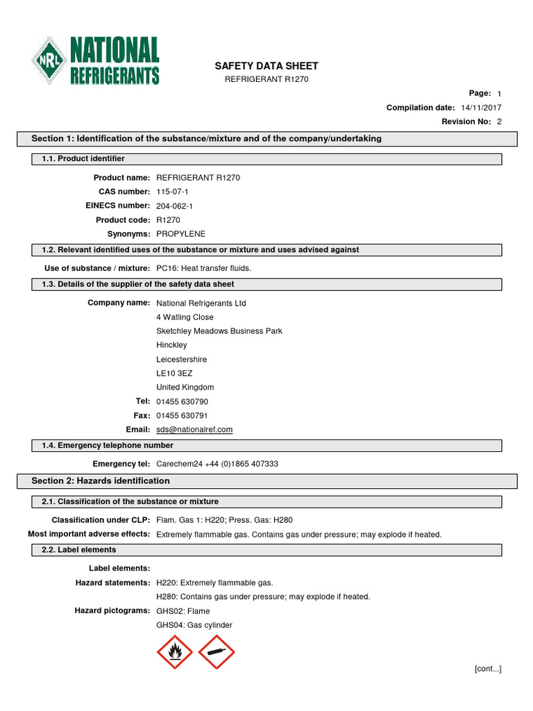 SDS_R1270_CLP_v2 | PDF | Waste Management | Combustion