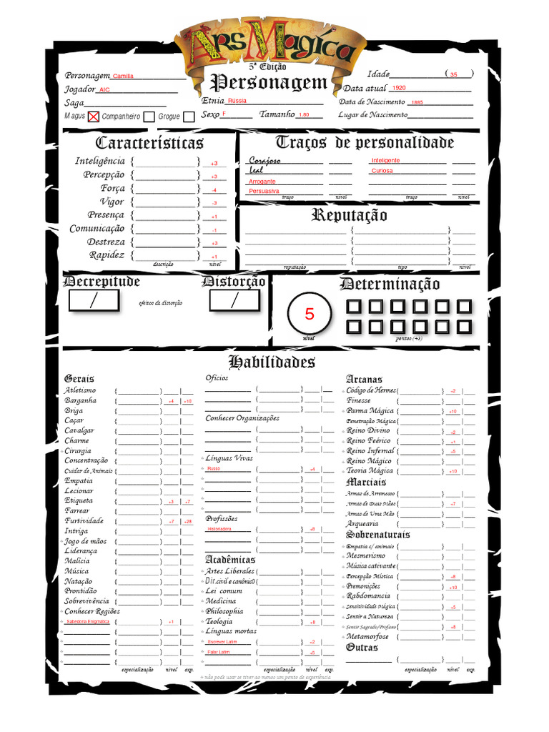 Ficha Ars Magica - Portugues | PDF | Sobrenatural