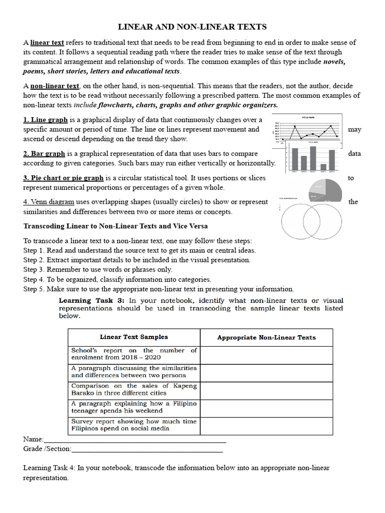 Understanding Linear vs Non-Linear Texts | PDF | Pie Chart | Chart