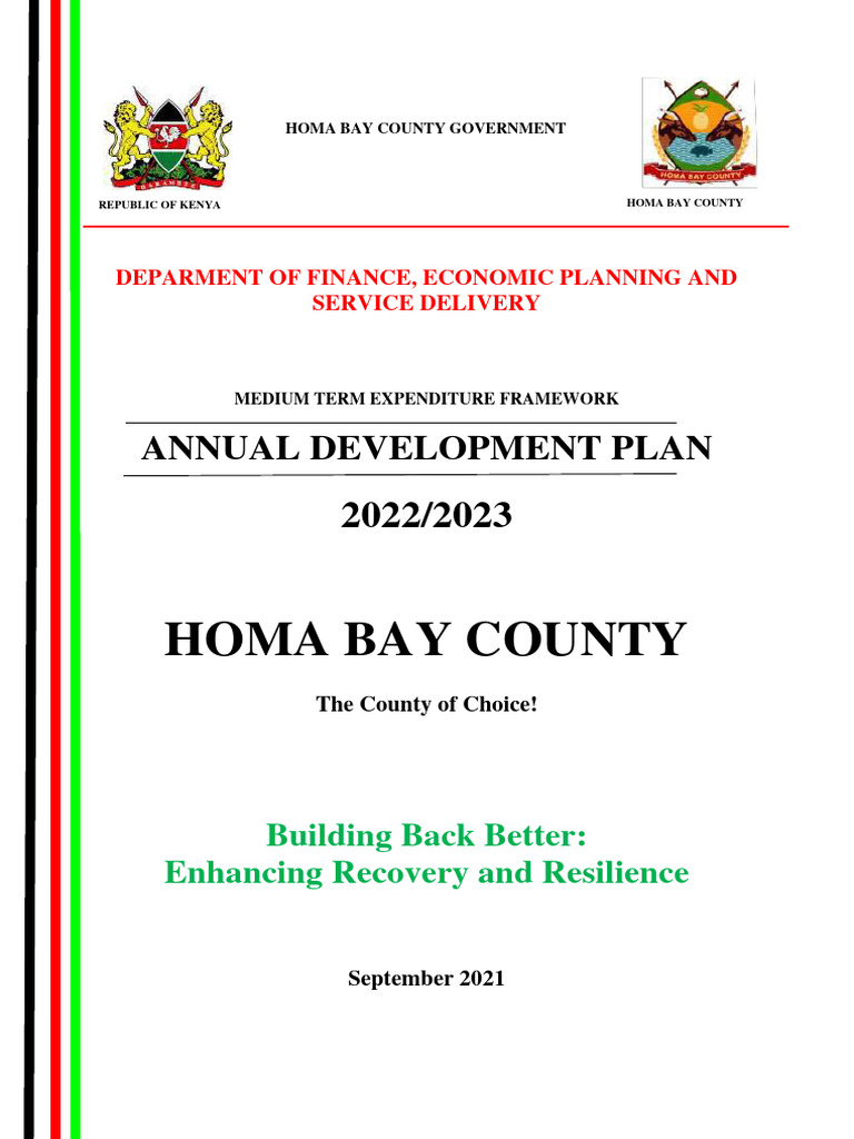 Homa Bay Development Plan 2022-2023 | PDF | Climate Resilience ...