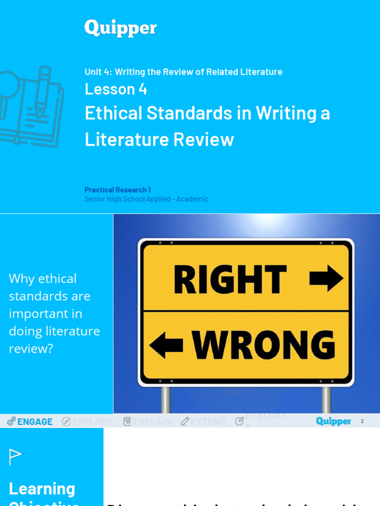 Unit 4 Lesson 4 Ethical Standards in Writing Literature Review Learners ...