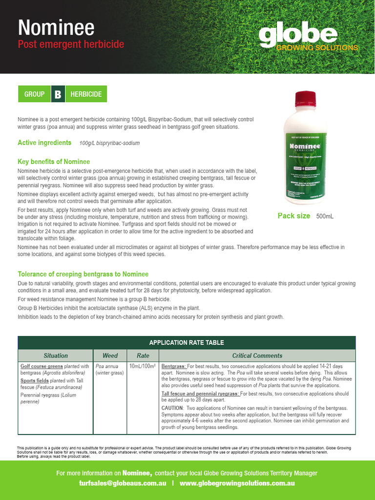 Nominee Tech Sheet | PDF | Herbicide | Weed