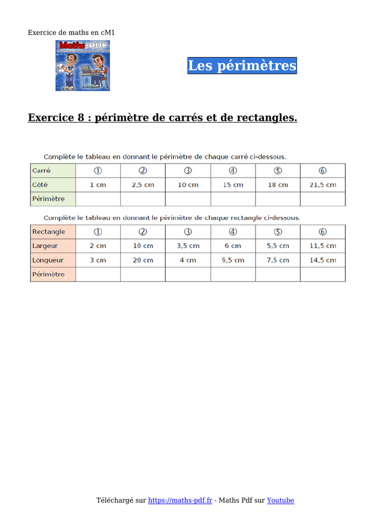 Exercice 8 Les Perimetres CM1 4465 | PDF