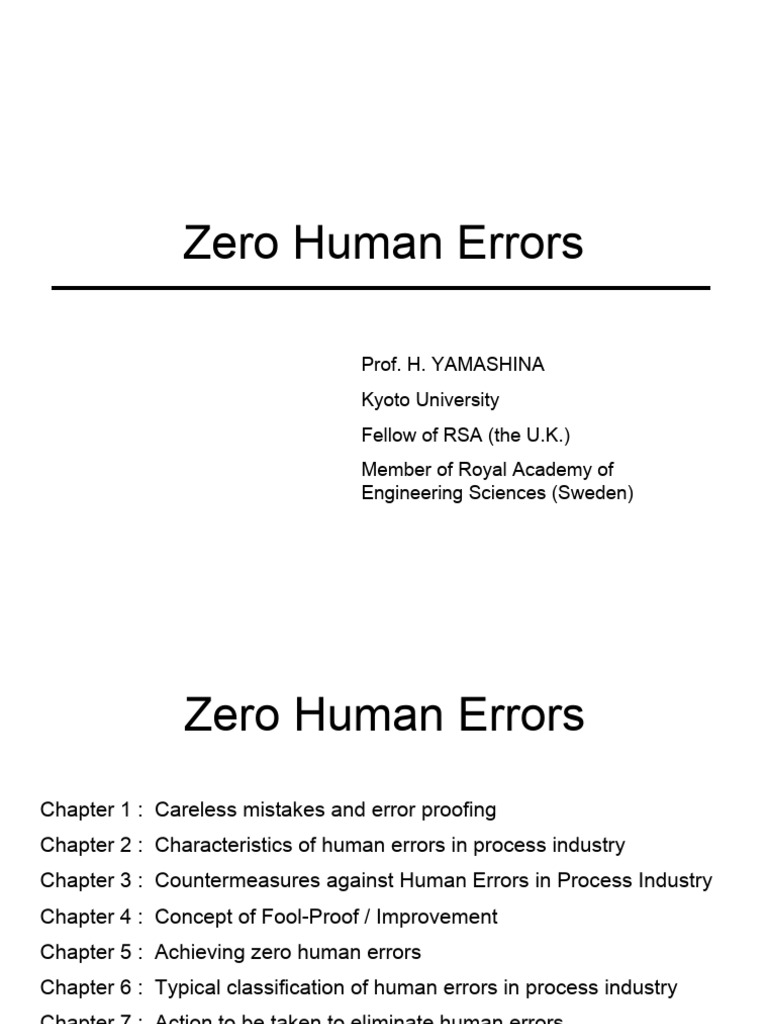 20040616-Zero Human Errors (112pag) | PDF | Automation | Error