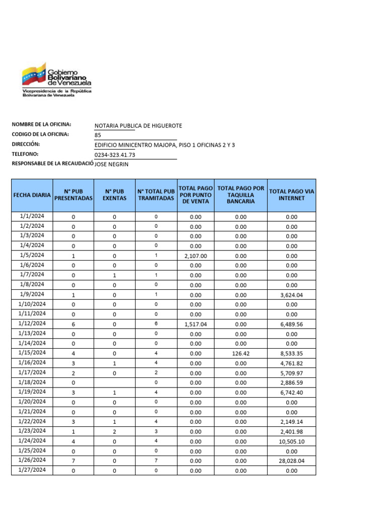 Formato de Recaudacion 2024 | PDF