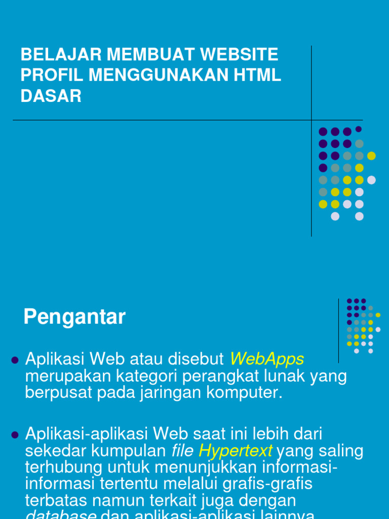 Belajar Membuat Website Profil Menggunakan HTML Dasar | PDF