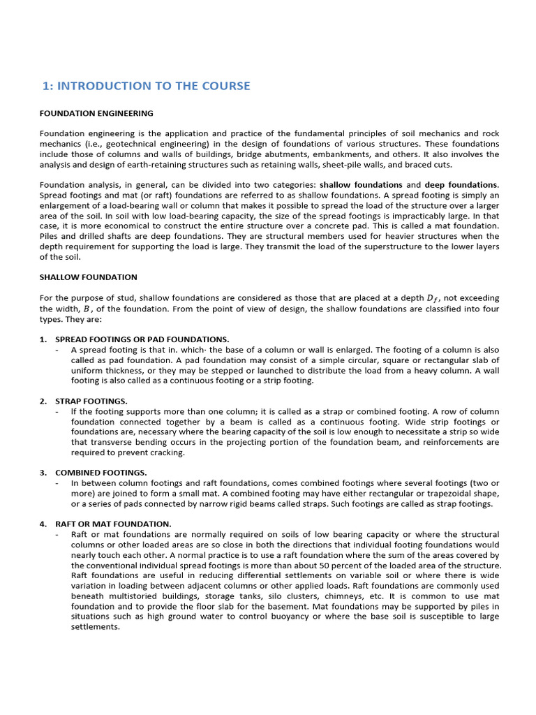 1 Introduction to Foundation Engineering | PDF | Foundation ...