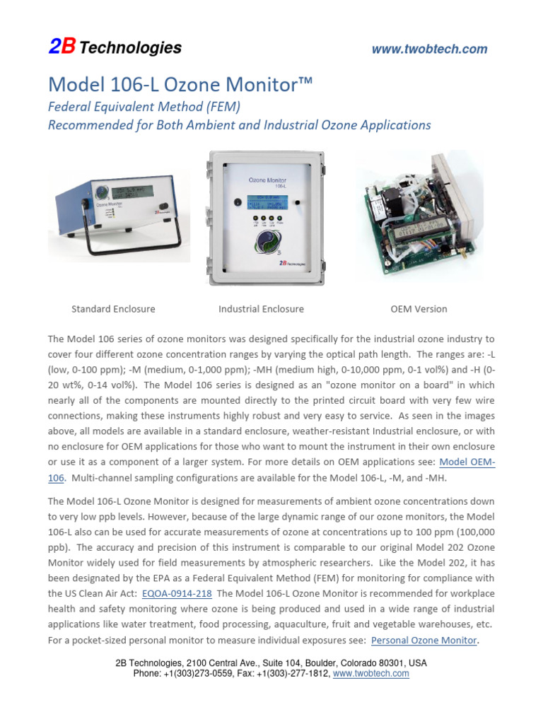 Ozonemodel 106-L | PDF | Ozone | Parts Per Notation
