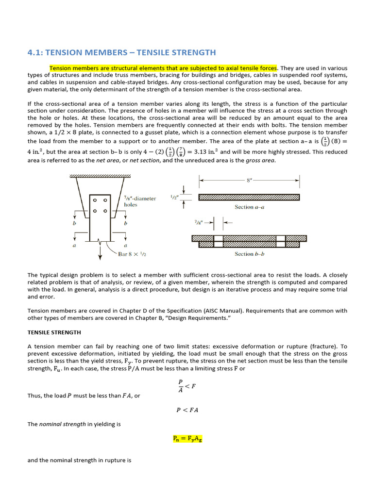 Ce150 Steel 4.1 Tension Members Tensile Strength 01 | PDF | Strength Of Materials | Stress ...