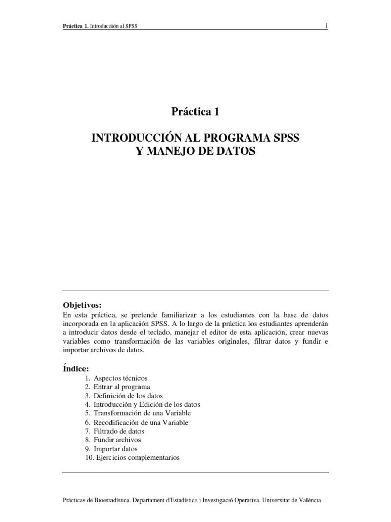 Introduccion y Manejo de Datos Con SPSS-Practica | PDF | Spss | Archivo de computadora